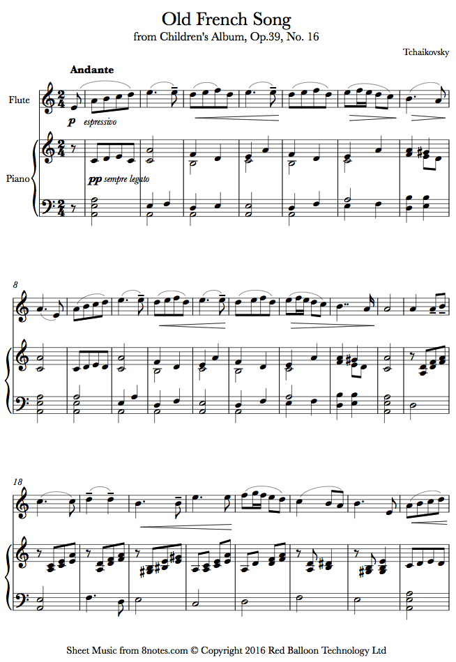 Tchaikovsky Old French Song From Children s Album Op 39 No 16 tchaikovsky-old-french-song-from-children-s-album-op-39-no-16