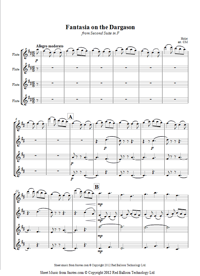 Holst Fantasia On The Dargason From Second Suite In F Sheet Music For