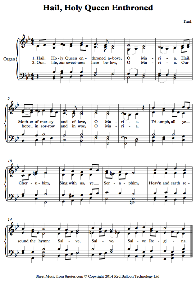 Hail, Holy Queen Enthroned sheet music for Organ - 8notes.com