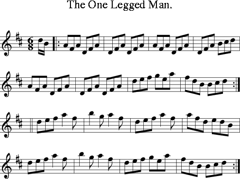 The One Legged Man. (Irish Folk Song) (Ireland) for Treble Clef ...