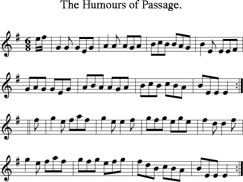 The Humours of Passage. (Irish Folk Song) (Ireland) for Treble Clef ...