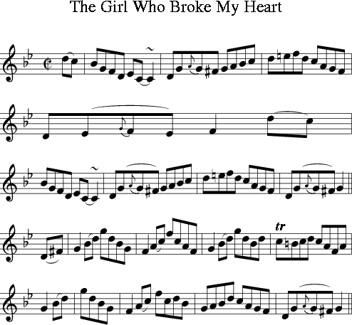 The Girl Who Broke My Heart (Irish Folk Song) (Ireland) for Treble Clef ...