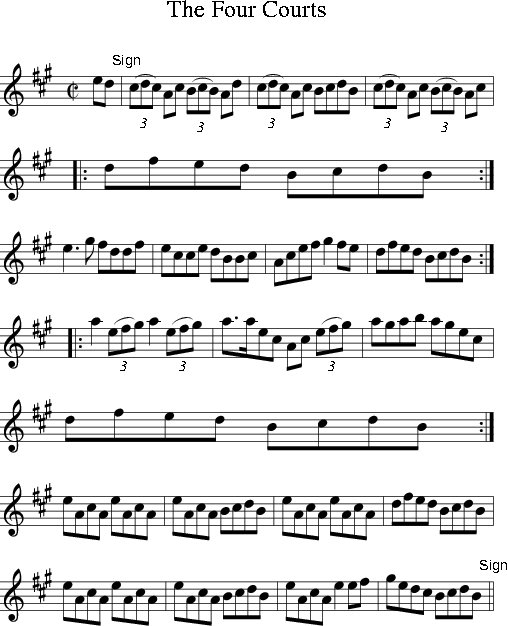 The Four Courts (Irish Folk Song) (Ireland) for Treble Clef Instrument ...