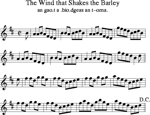 Wind that Shakes the Barley, The (Irish Folk Song) (Ireland) for Treble ...
