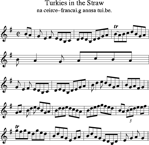 Turkies in the Straw (Irish Folk Song) (Ireland) for Treble Clef ...