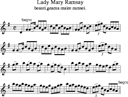 Lady Mary Ramsay (Irish Folk Song) (Ireland) for Treble Clef Instrument ...