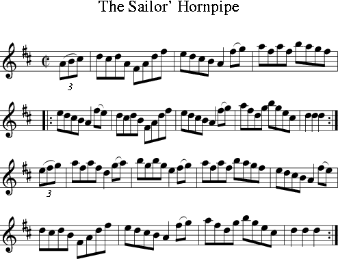 The Sailor' Hornpipe (Irish Folk Song) (Ireland) for Treble Clef ...