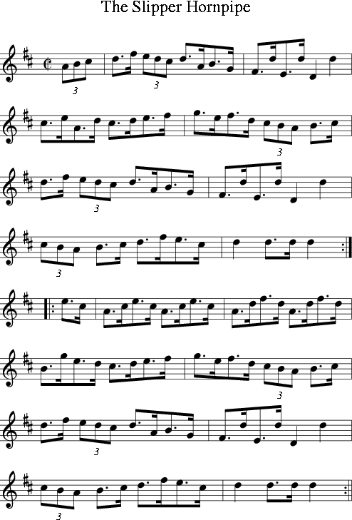 Slipper Hornpipe, The (Irish Folk Song) (Ireland) for Treble Clef ...