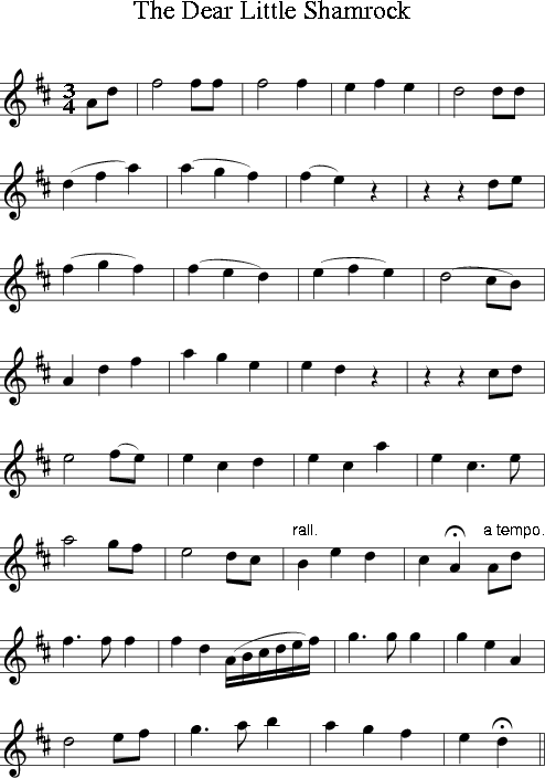 The Dear Little Shamrock (Irish Folk Song) (Ireland) for Treble Clef ...