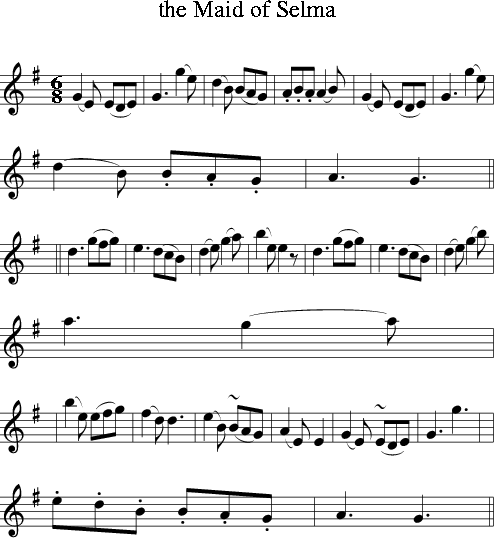 the Maid of Selma (Irish Folk Song) (Ireland) for Treble Clef ...
