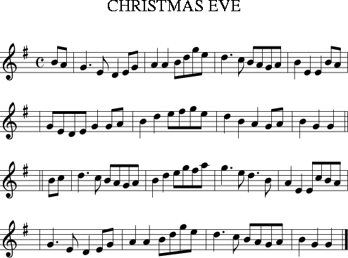 CHRISTMAS EVE (Irish Folk Song) (Ireland) for Treble Clef Instrument ...