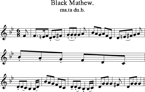 Black Mathew. (Irish Folk Song) (Ireland) for Treble Clef Instrument ...