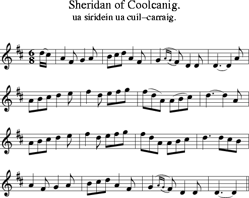 Sheridan of Coolcanig. (Irish Folk Song) (Ireland) for Treble Clef ...