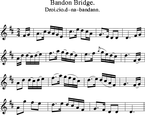 Bandon Bridge. (Irish Folk Song) (Ireland) for Treble Clef Instrument ...