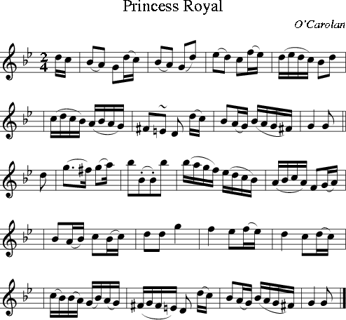 Princess Royal (Irish Folk Song) (Ireland) for Treble Clef Instrument ...