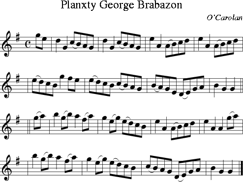 Planxty George Brabazon (Irish Folk Song) (Ireland) for Treble Clef ...