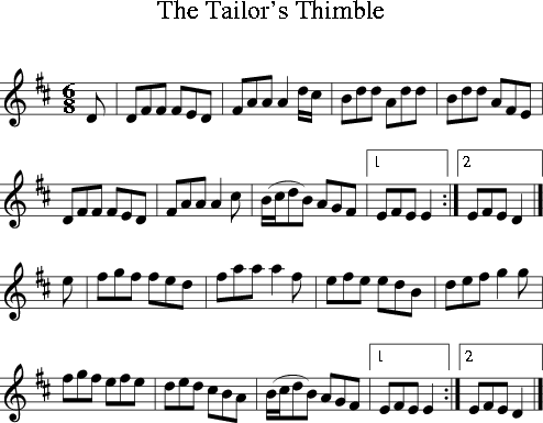 The Tailor's Thimble (Irish Folk Song) (Ireland) for Treble Clef ...