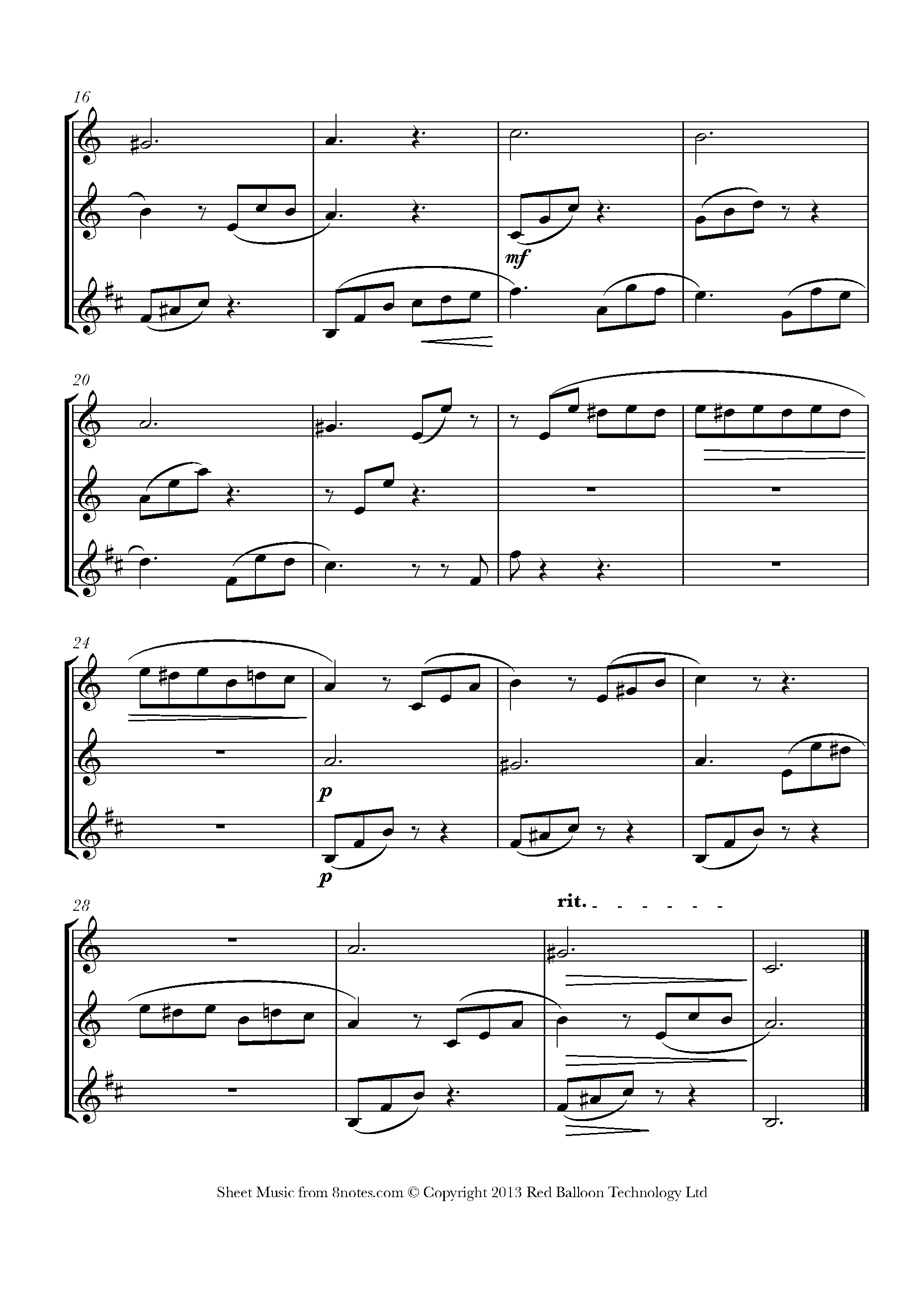 Beethoven - Fur Elise Sheet music for 2-Flutes-Clarinet - 8notes.com