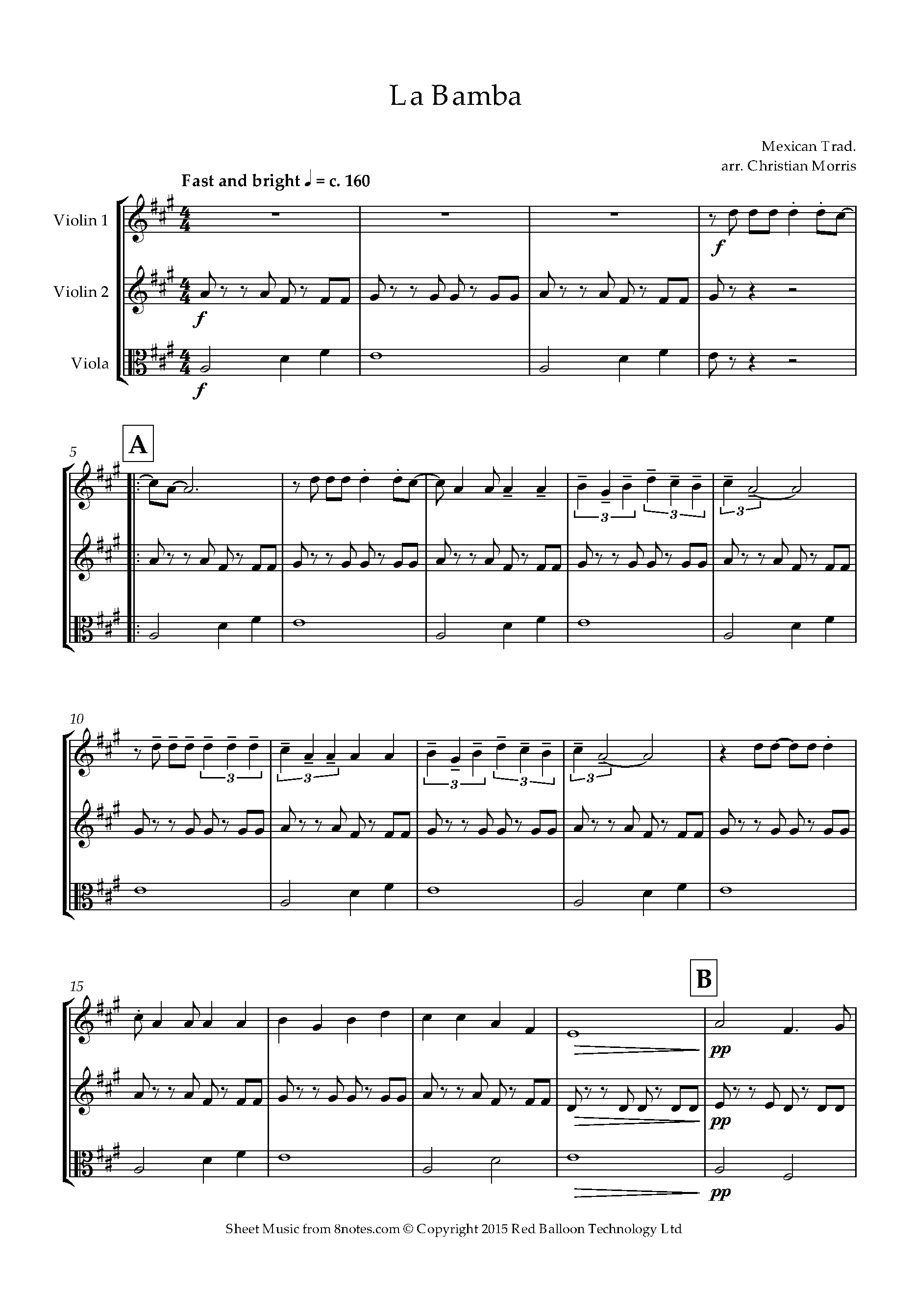 La bamba Sheet music for 2-violins-viola - 8notes.com