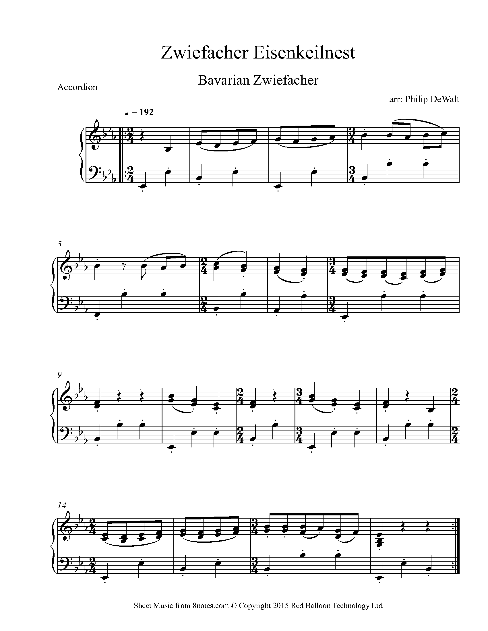 Zwiefacher Eisenkeilnest (Bavarian) Sheet music for Accordion - 8notes.com