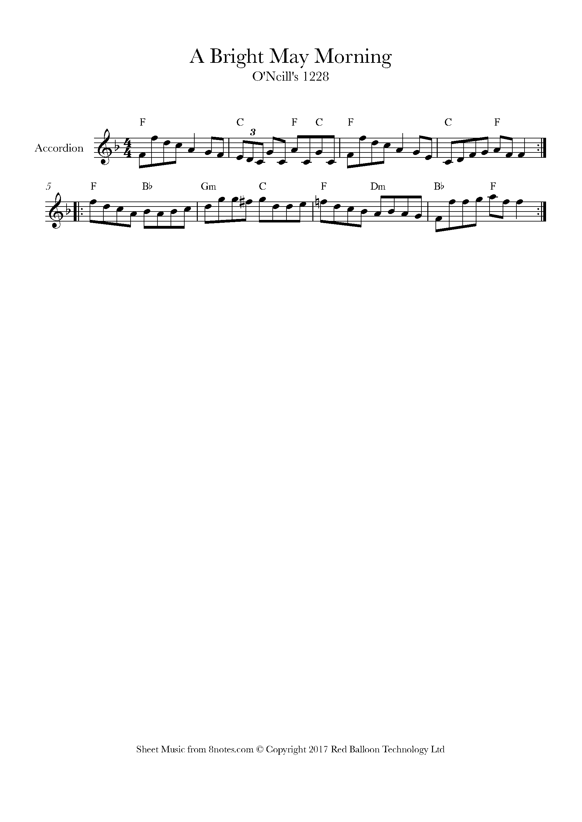 A Bright May Morning (Irish Reel) Sheet music for Accordion - 8notes.com
