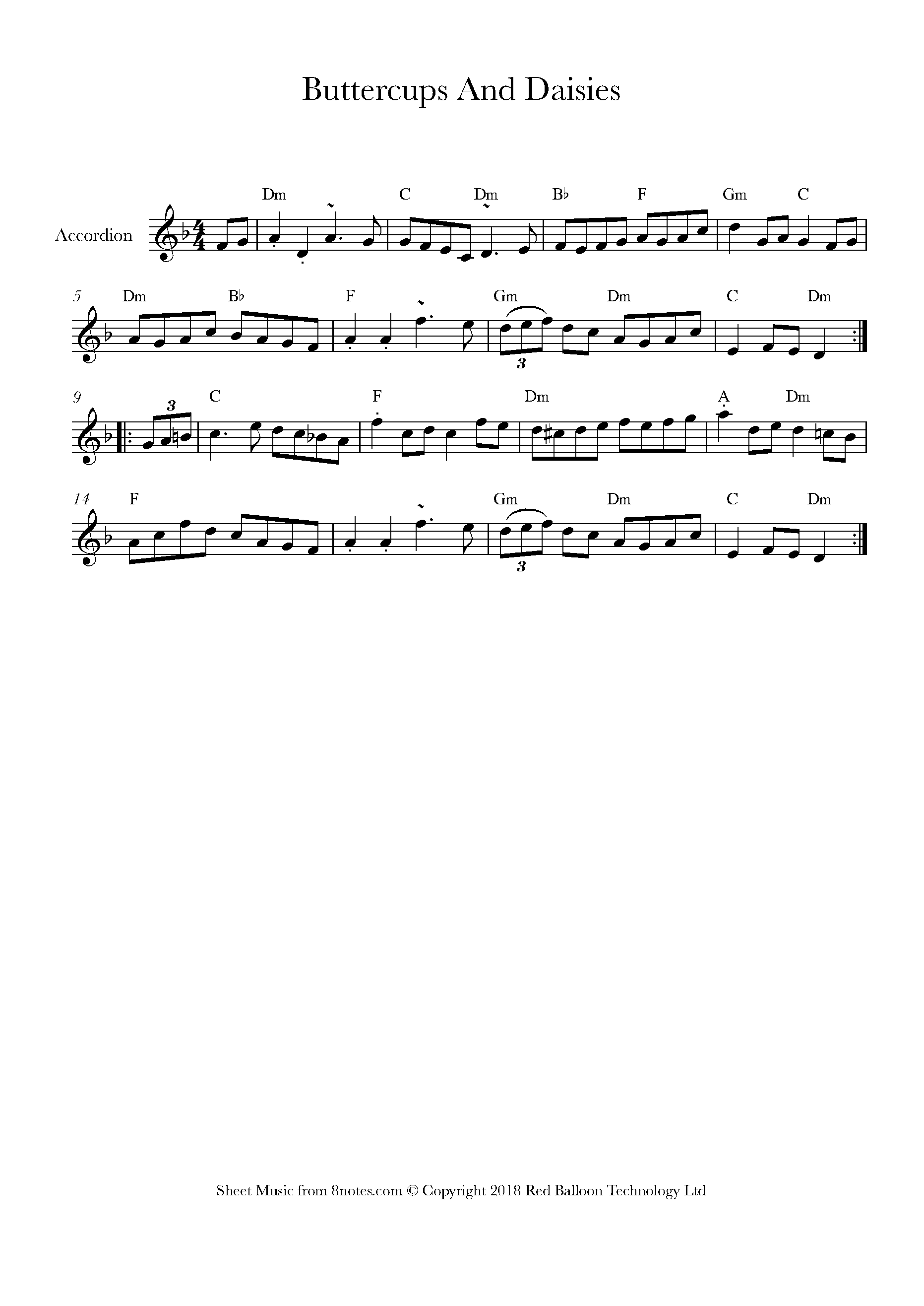 Buttercups and Daisies (Irish Trad) Sheet music for Accordion - 8notes.com