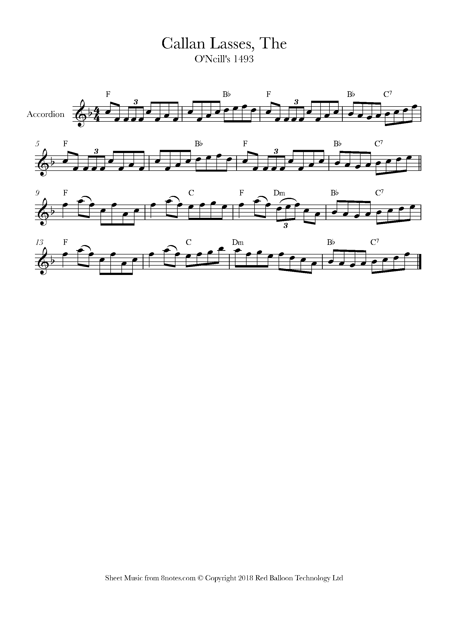 Callan Lasses, The (Irish Folk Song) (Ireland) Sheet music for ...