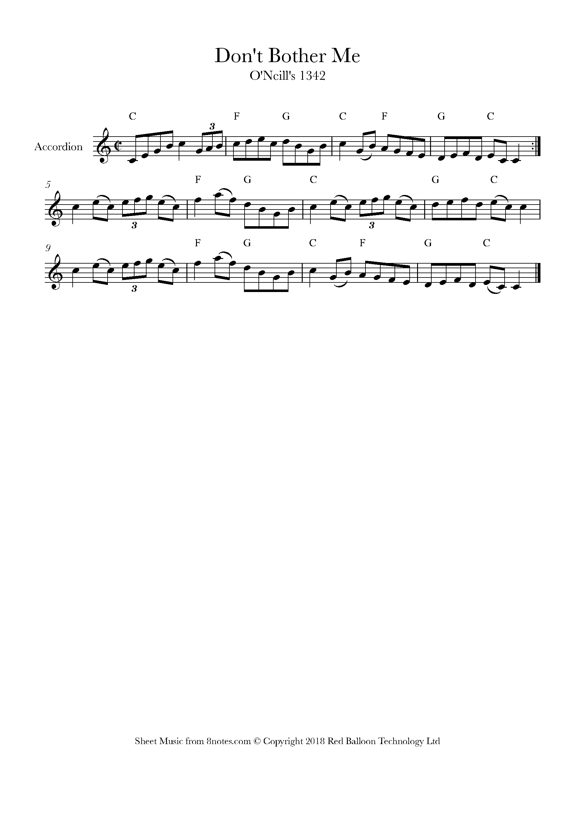 Don't Bother Me (Irish Folk Song) Sheet music for Accordion - 8notes.com