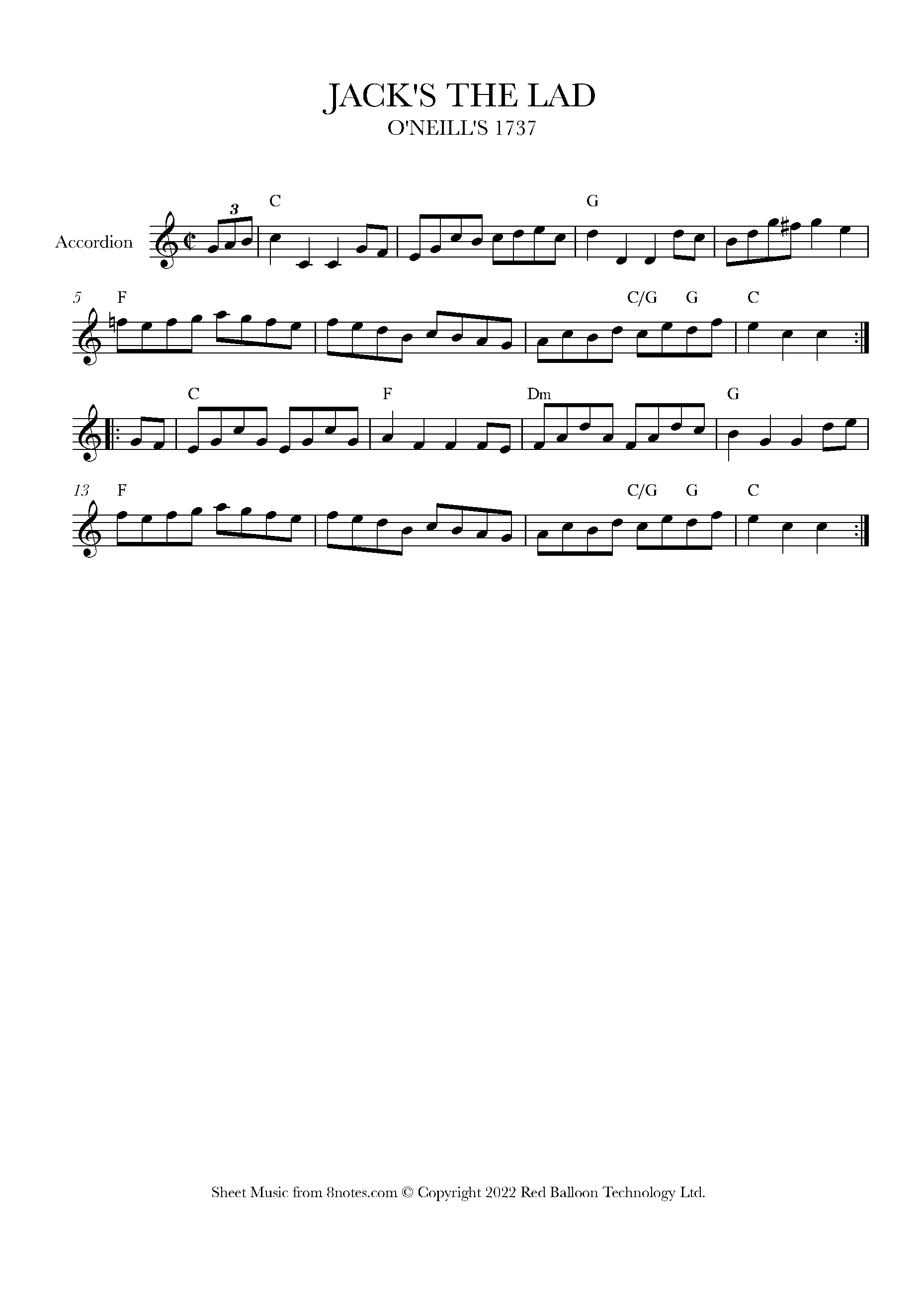 Jack's the Lad (Irish Trad.) Sheet music for Accordion - 8notes.com