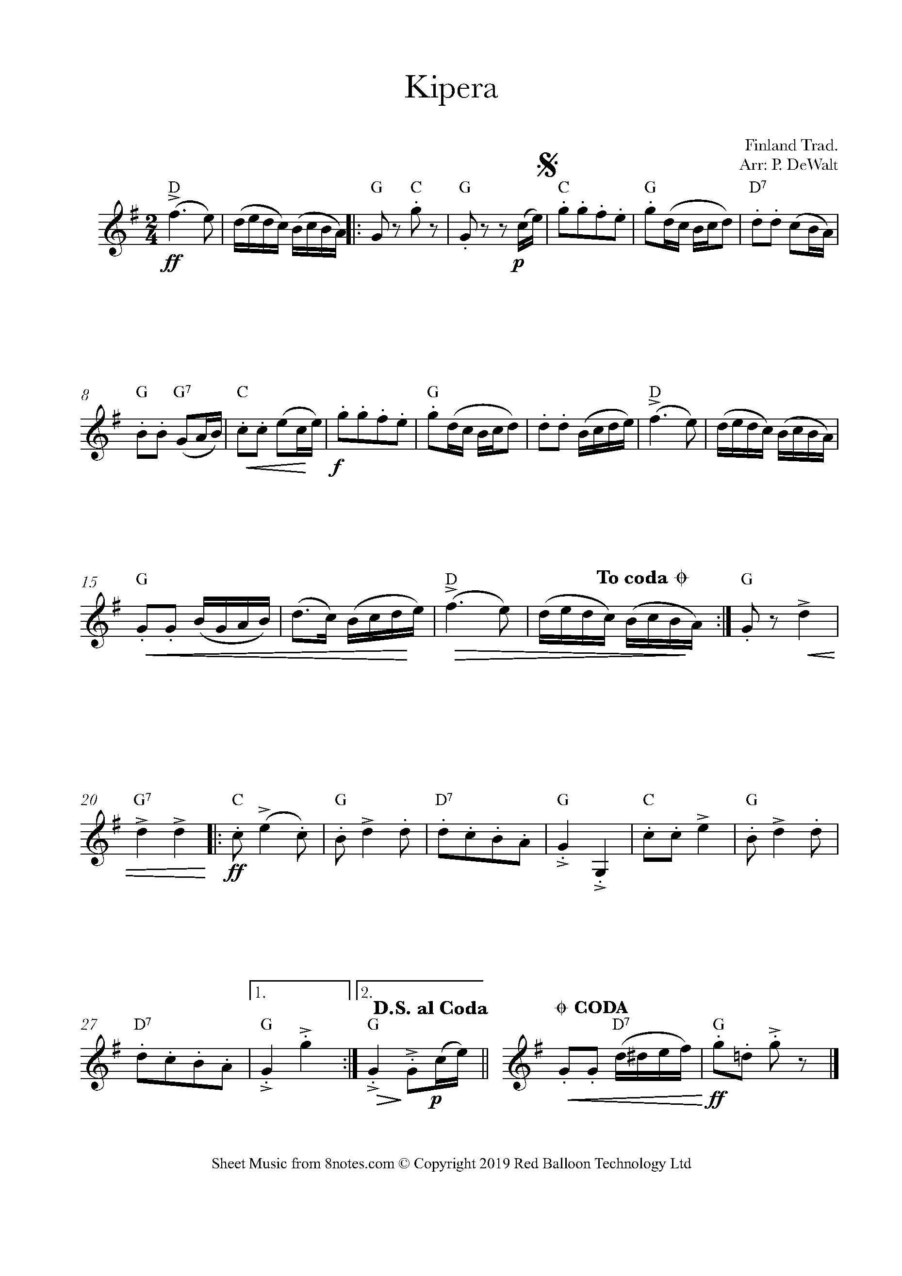 Kipera Sheet music for Accordion - 8notes.com