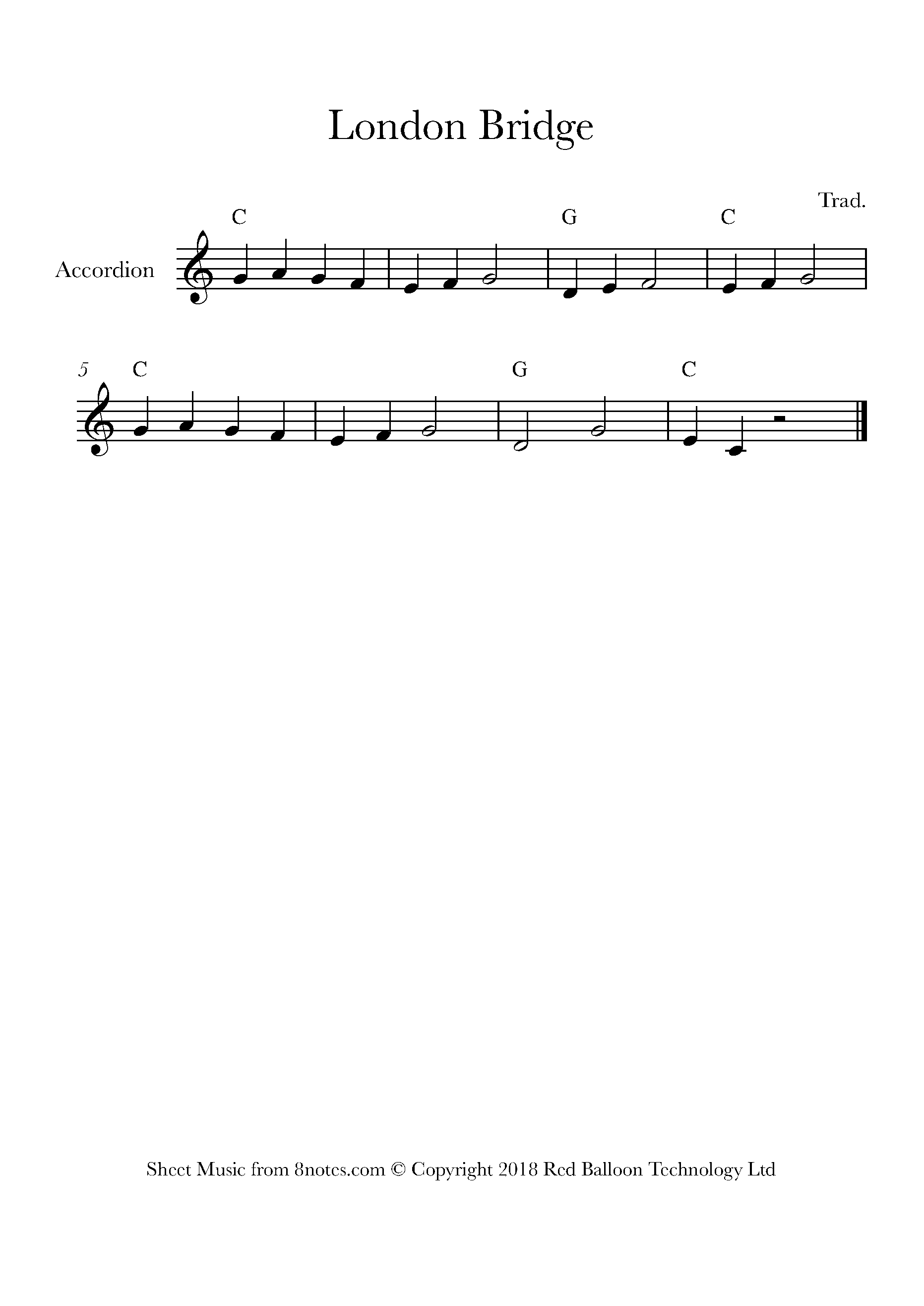 London Bridge is Falling Down Sheet music for Accordion - 8notes.com