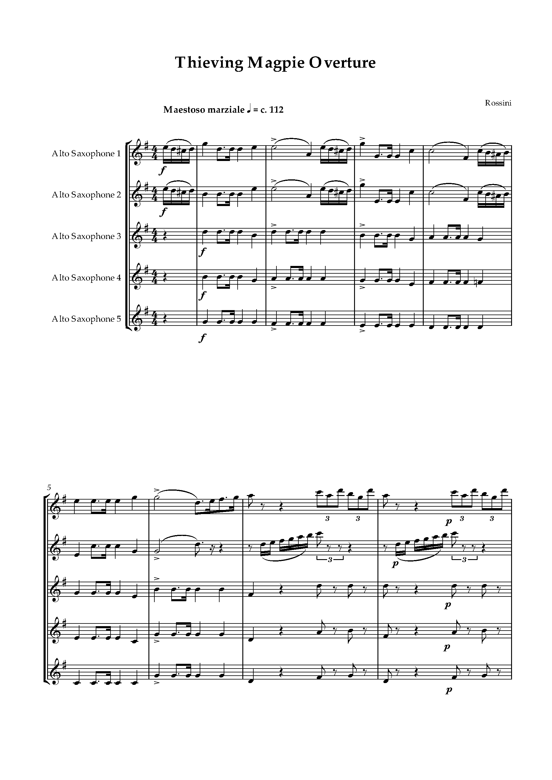 Rossini - Thieving Magpie Overture Sheet music for Alto Sax Choir ...
