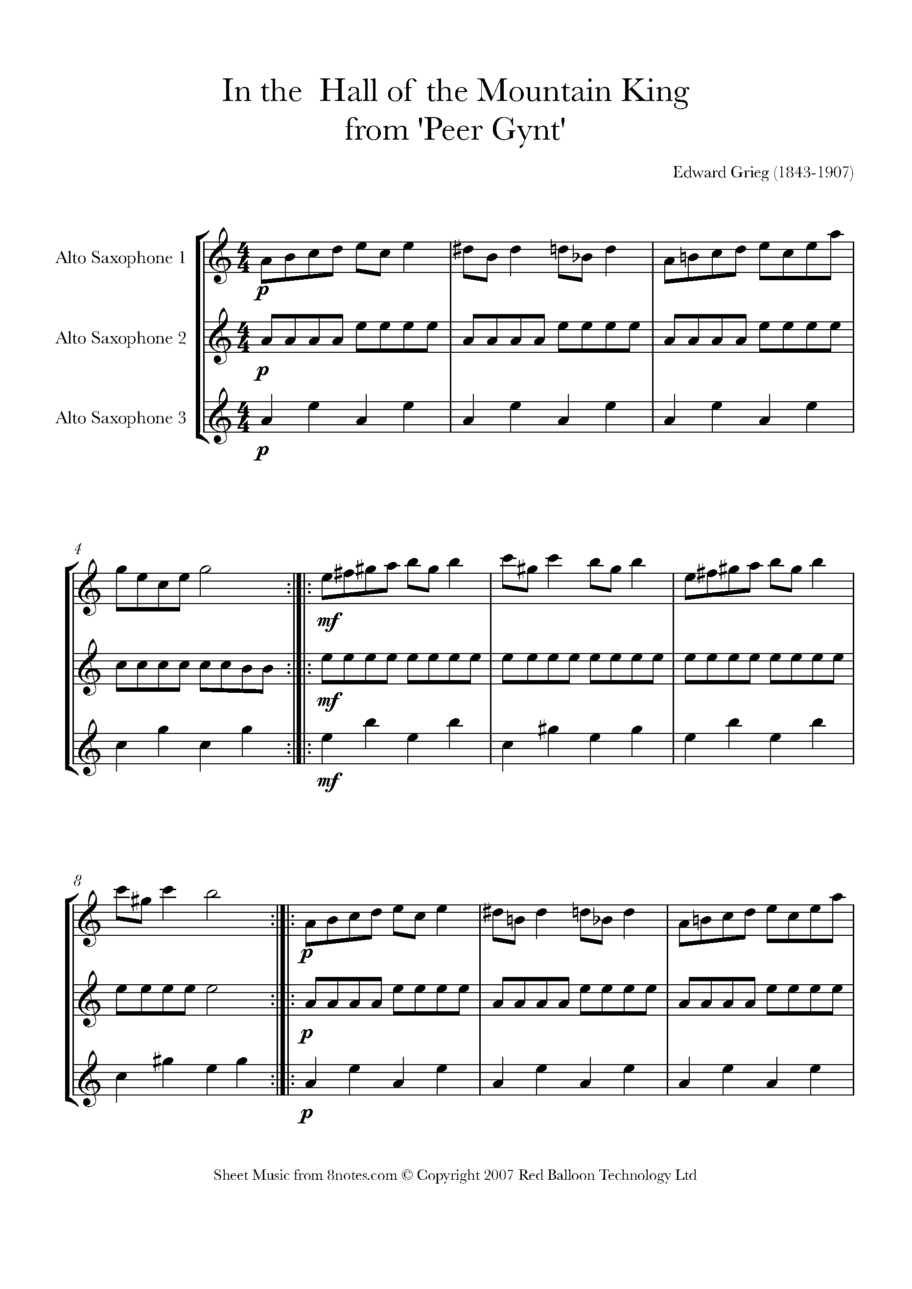 Grieg - In the Hall of the Mountain King (Peer Gynt) Sheet music for ...