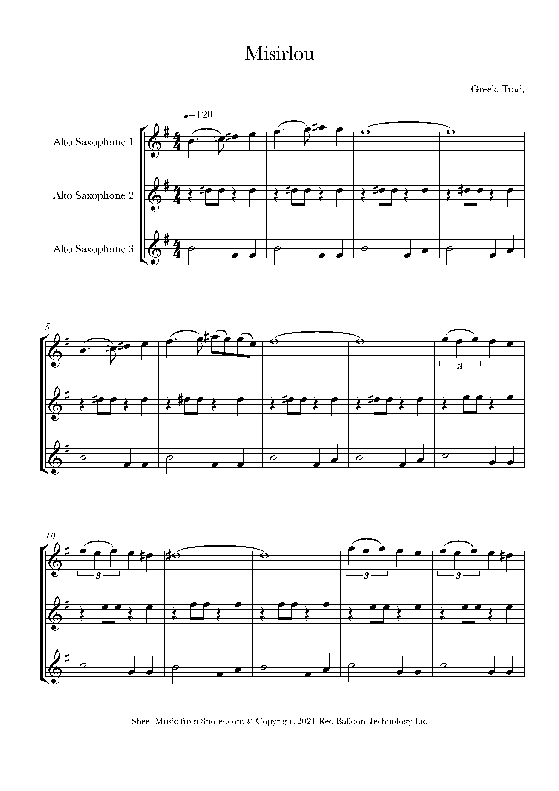 Misirlou Sheet music for Alto Sax Trio - 8notes.com