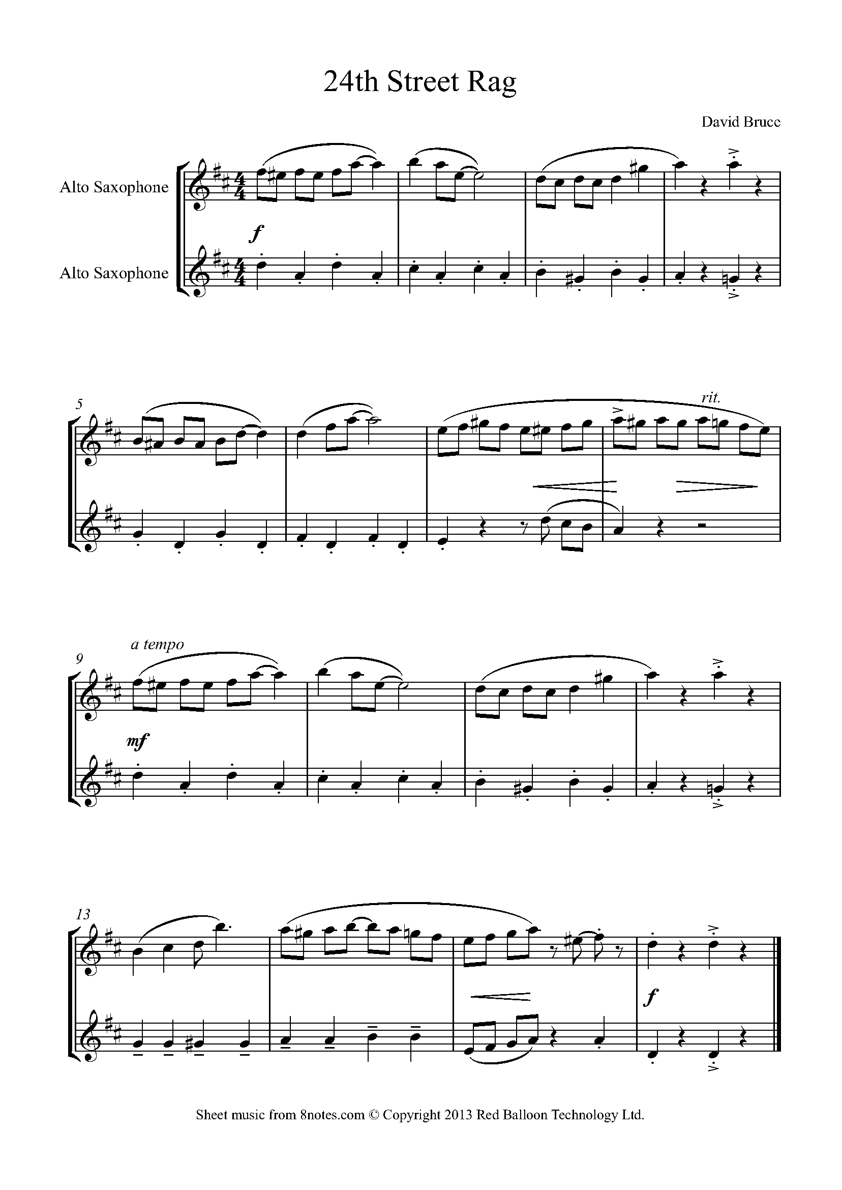 David Bruce - 24th Street Rag Sheet music for Alto Saxophone Duet ...