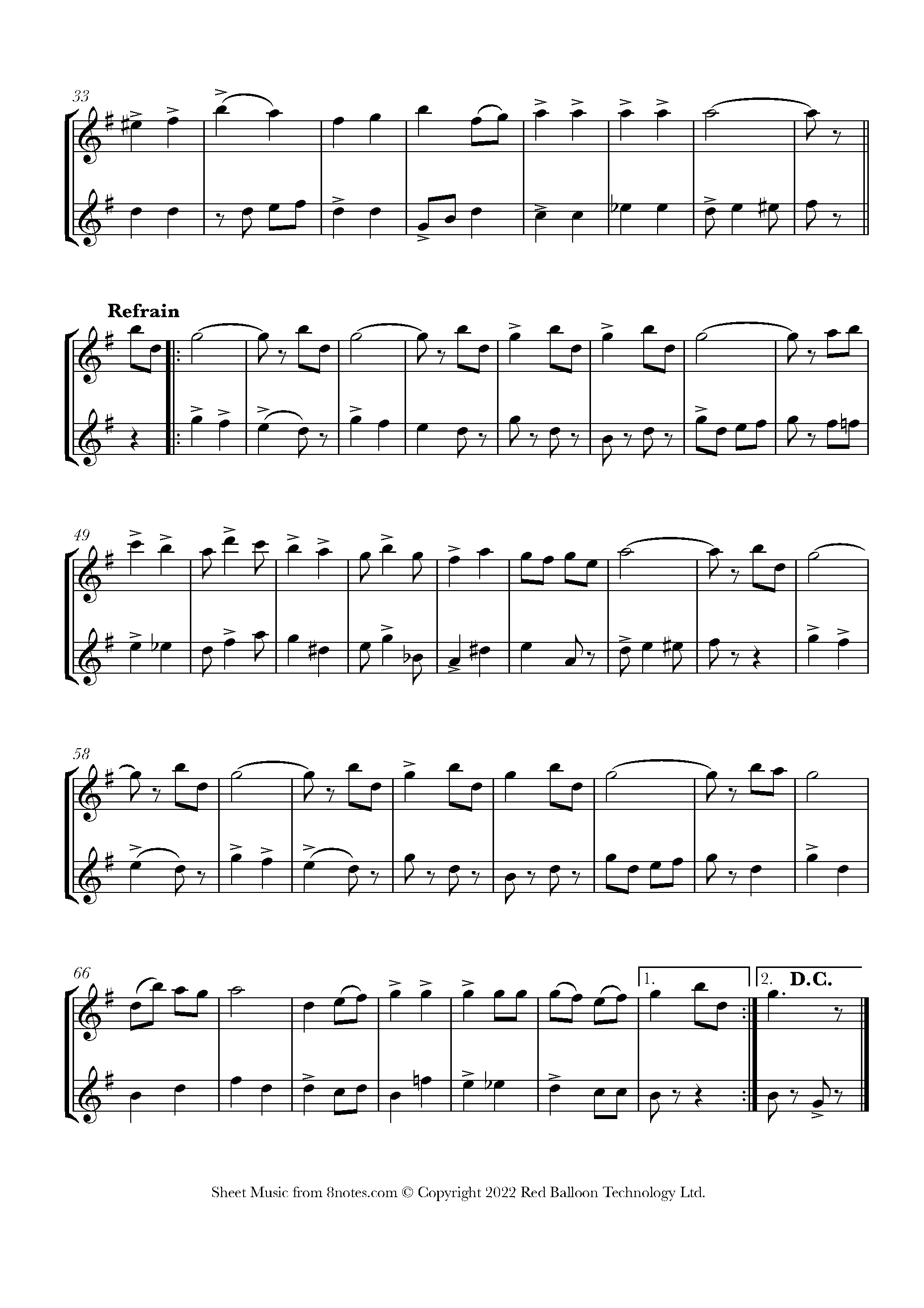 Cohan - Over There Sheet music for Alto Saxophone Duet - 8notes.com