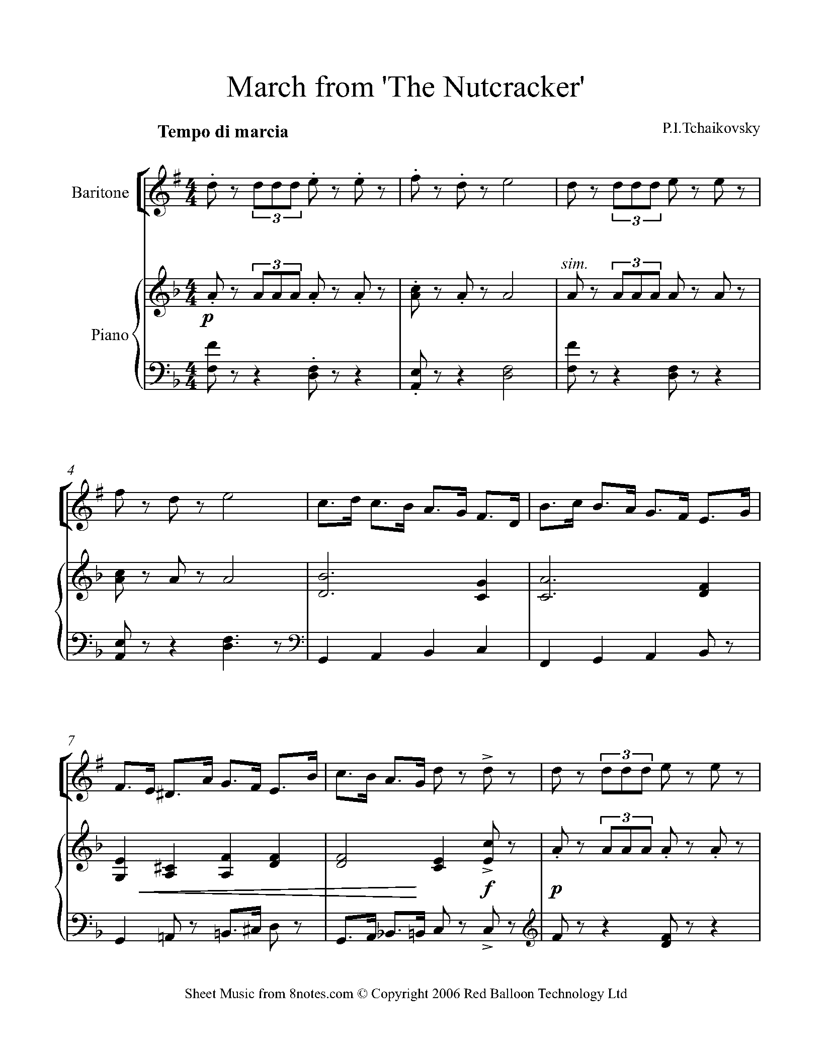 Tchaikovsky - March from The Nutcracker Sheet music for Baritone Horn ...