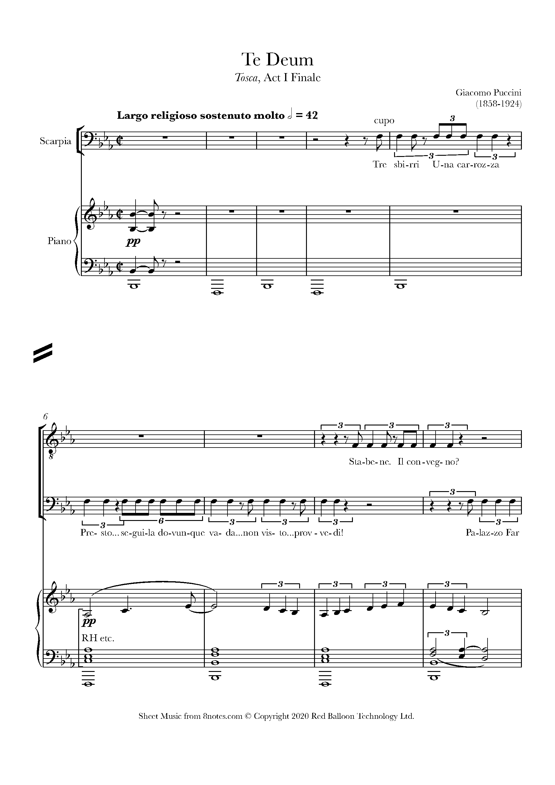 Puccini - Te Deum, Tosca, Act I Finale Sheet music for Baritone Voice ...