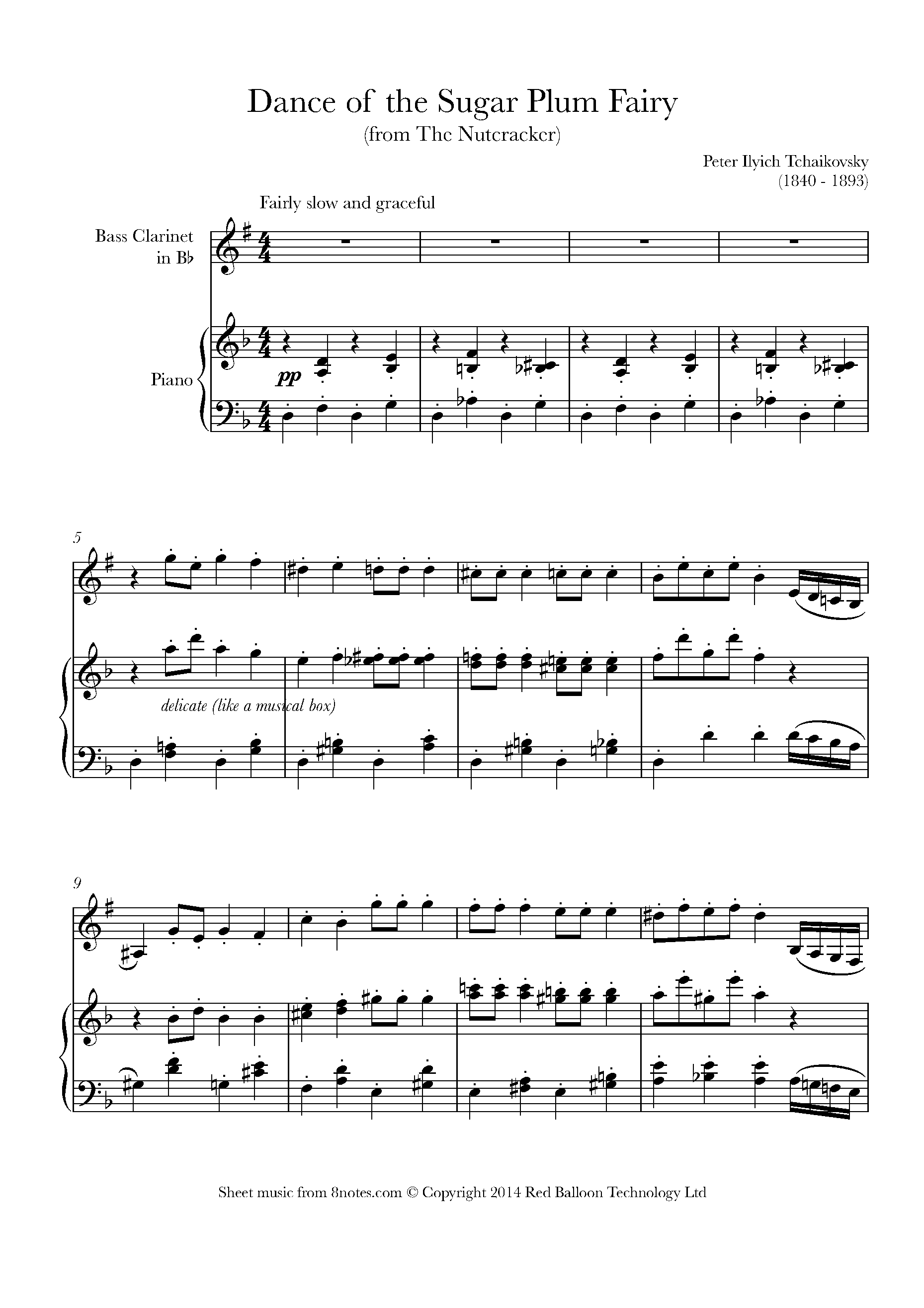 Tchaikovsky - Dance of the Sugar Plum Fairy from the Nutcracker Sheet ...