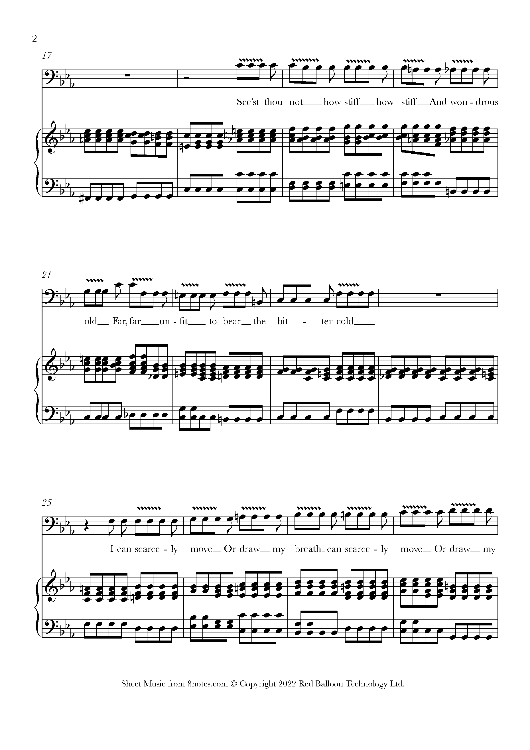 Purcell - The Cold Song from King Arthur Sheet music for Bass Voice ...