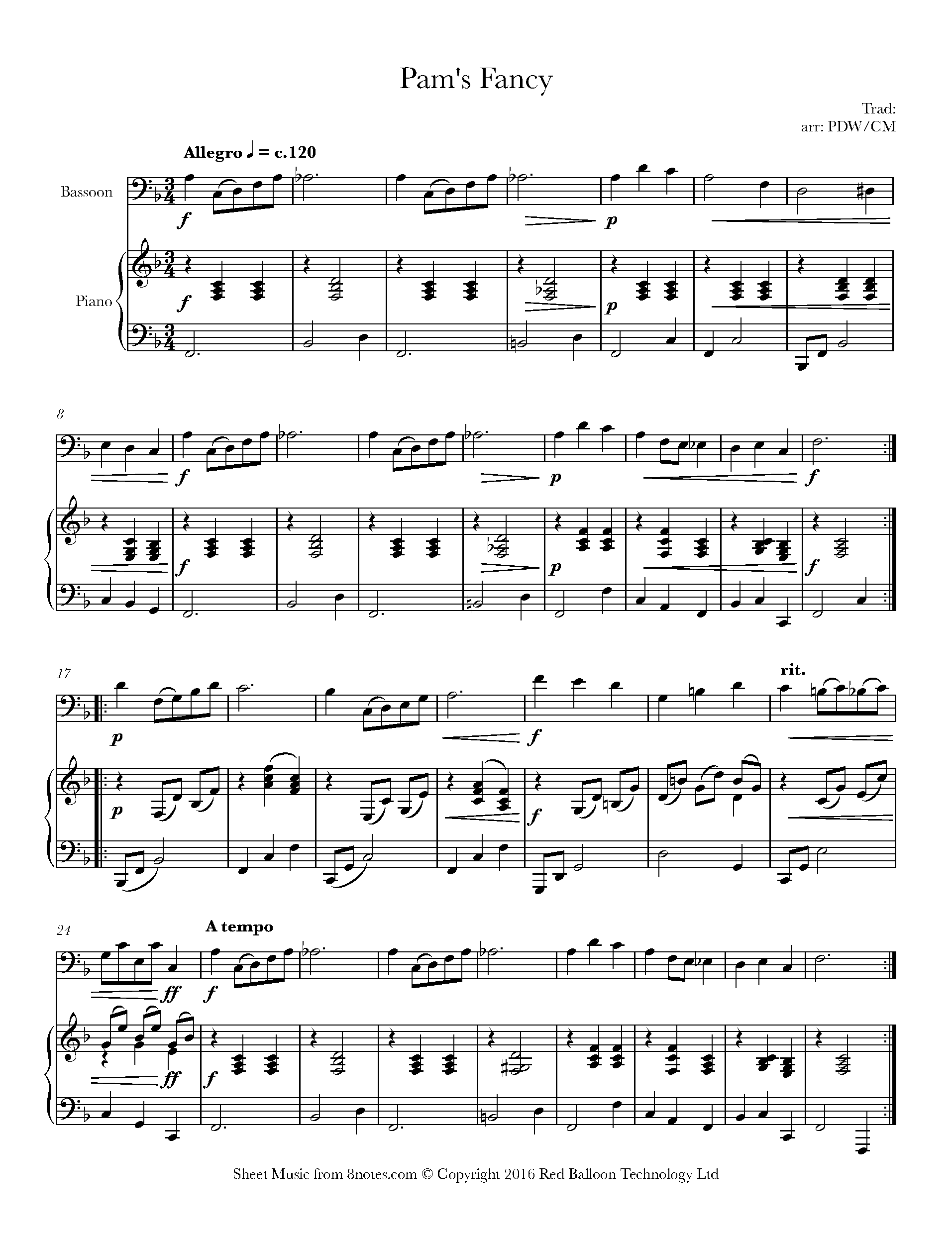 Pam's Fancy Sheet music for Bassoon - 8notes.com