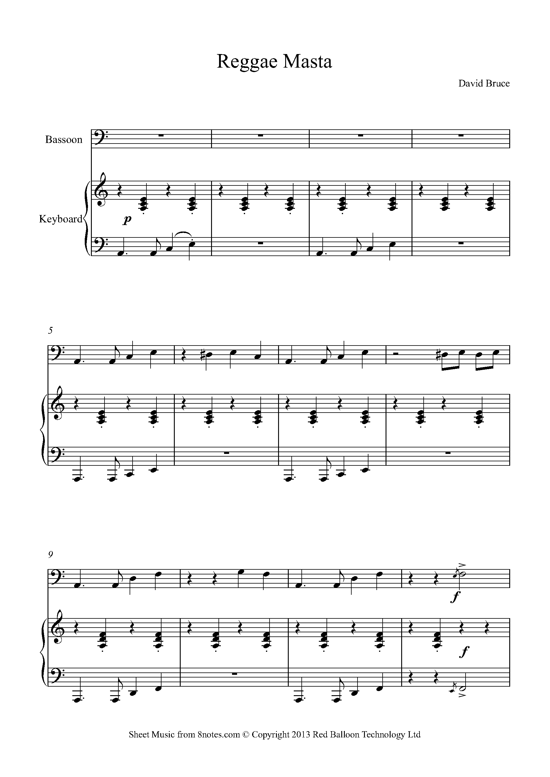 David Bruce - Reggae Masta Sheet music for Bassoon - 8notes.com