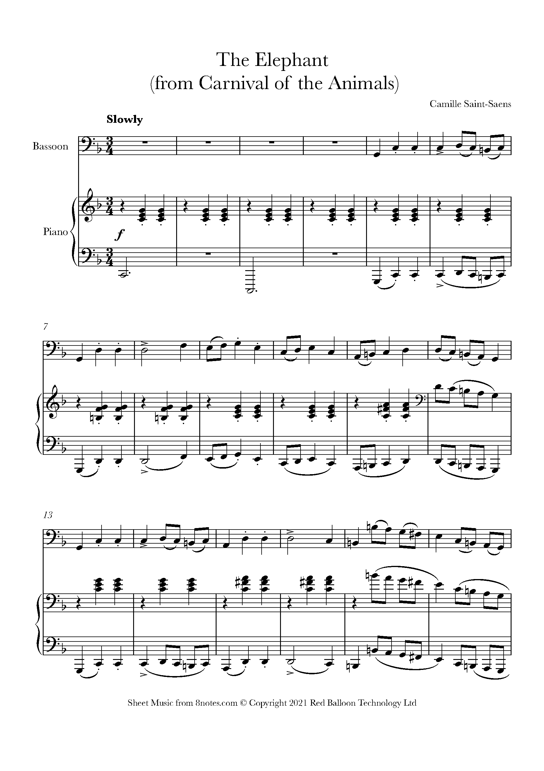 ﻿Saint-Saëns - The Elephant from Carnival of the Animals Sheet music ...