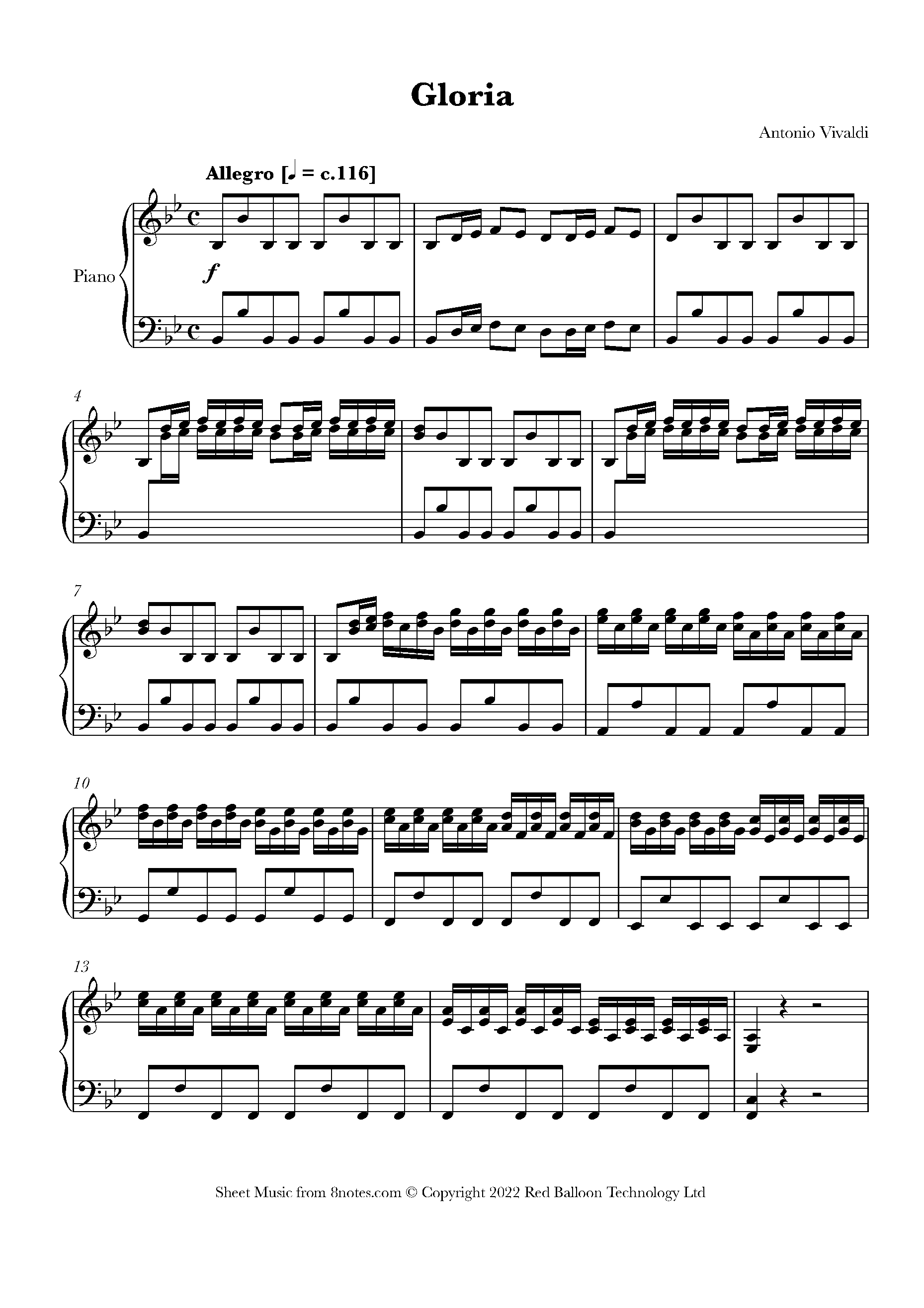 Vivaldi - Gloria Sheet music for Bassoon - 8notes.com