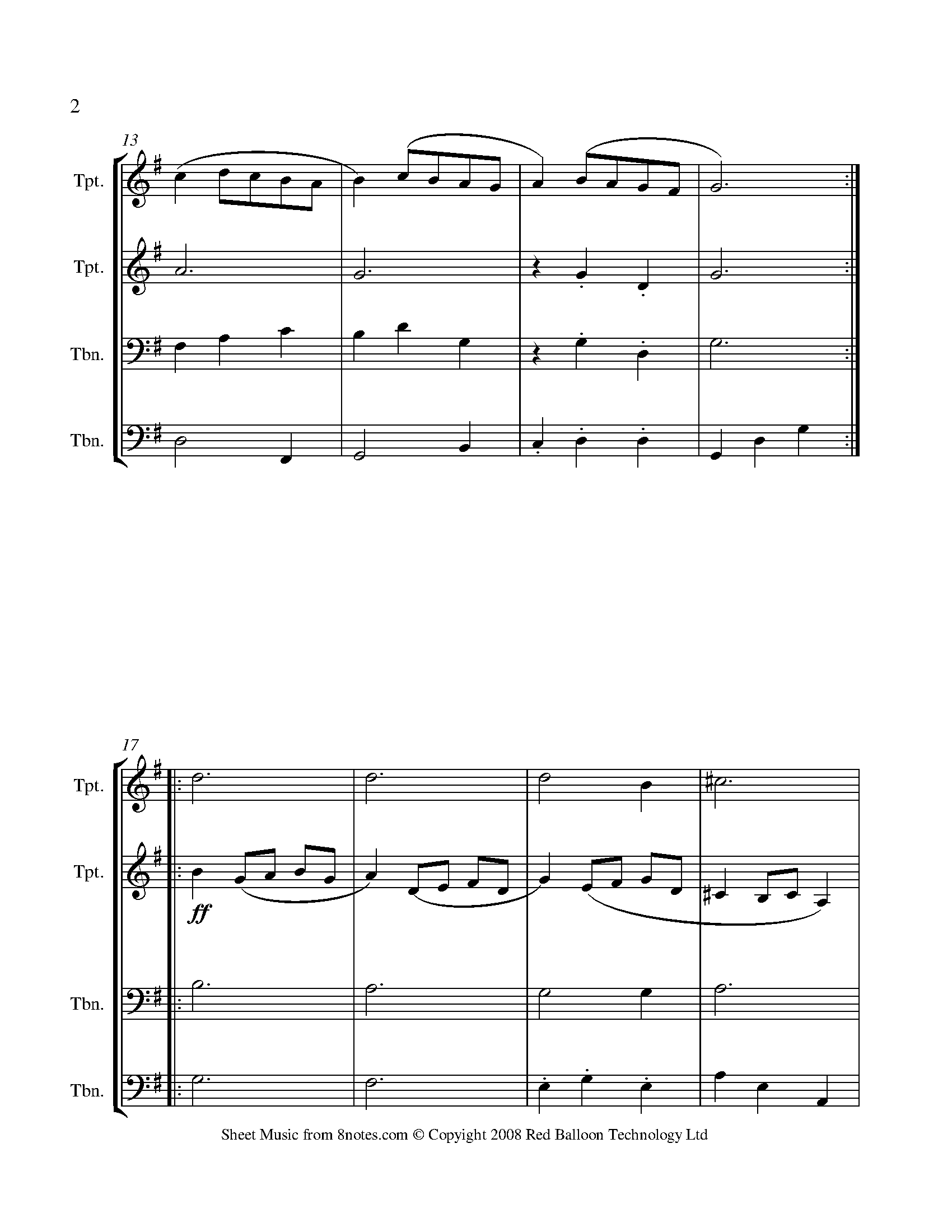 Bach - Minuet (2 trumpets, 2 trombones) Sheet music for Brass Quartet ...