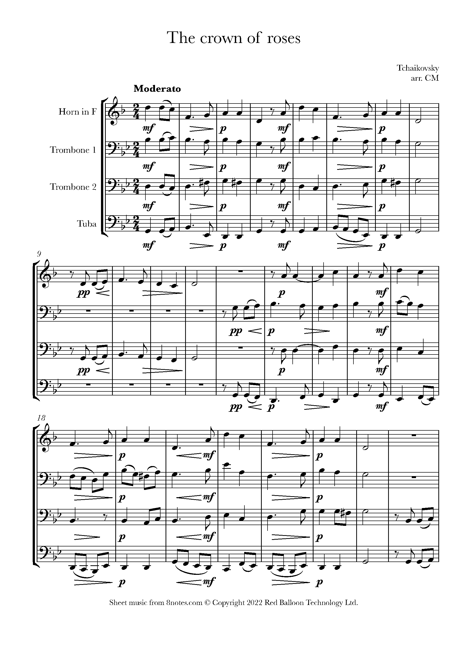 Tchaikovsky - The crown of roses (hn, 2tb, tu) Sheet music for Brass ...