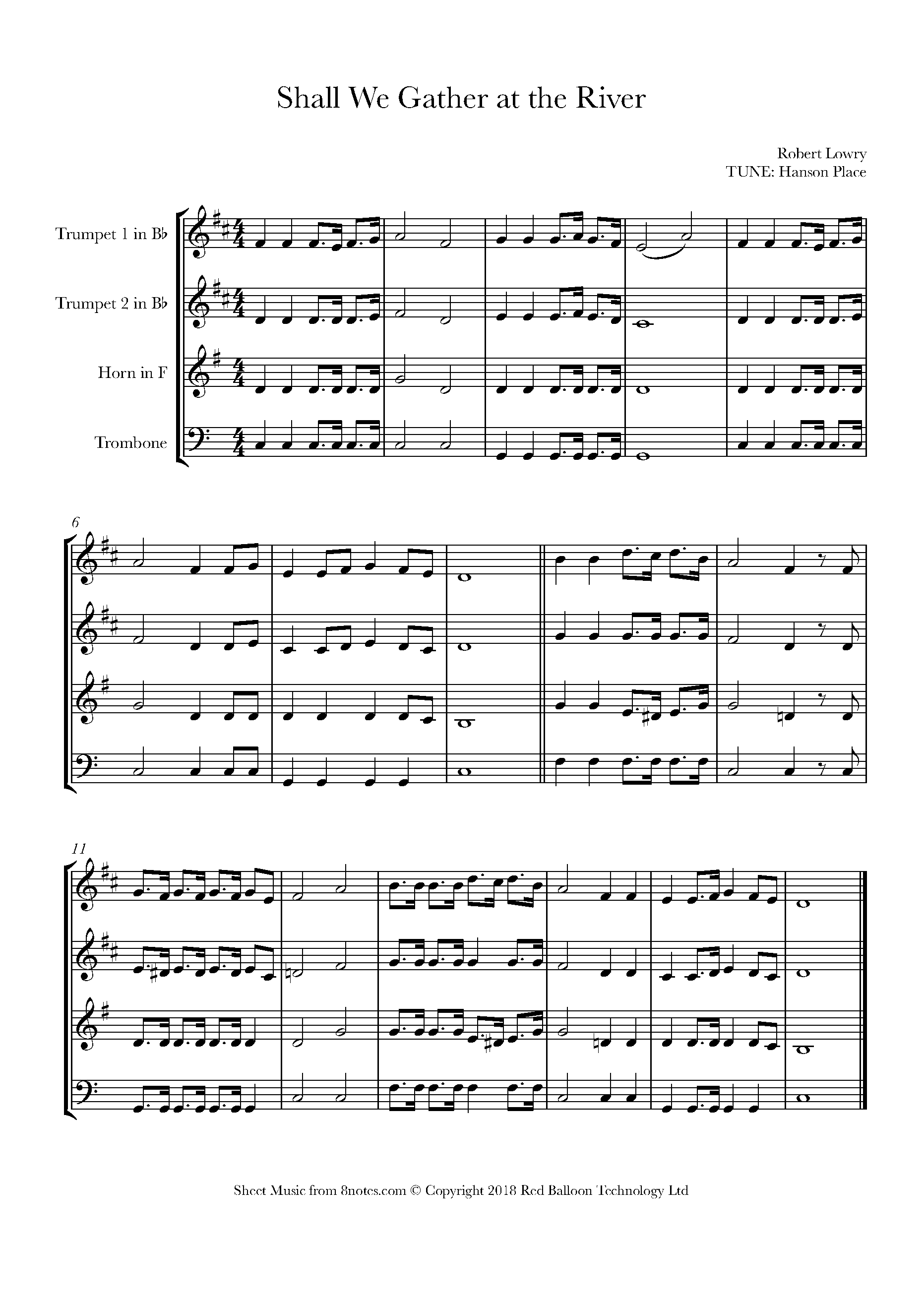 Shall We Gather by the River Sheet music for Brass Quartet - 8notes.com
