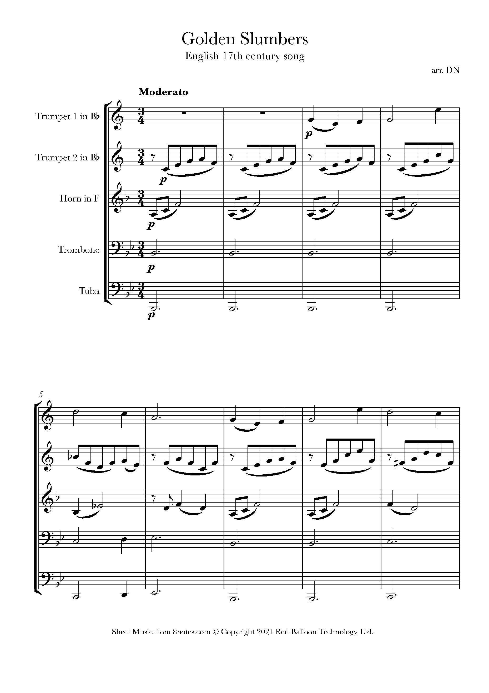 Golden Slumbers Sheet music for Brass Quintet - 8notes.com