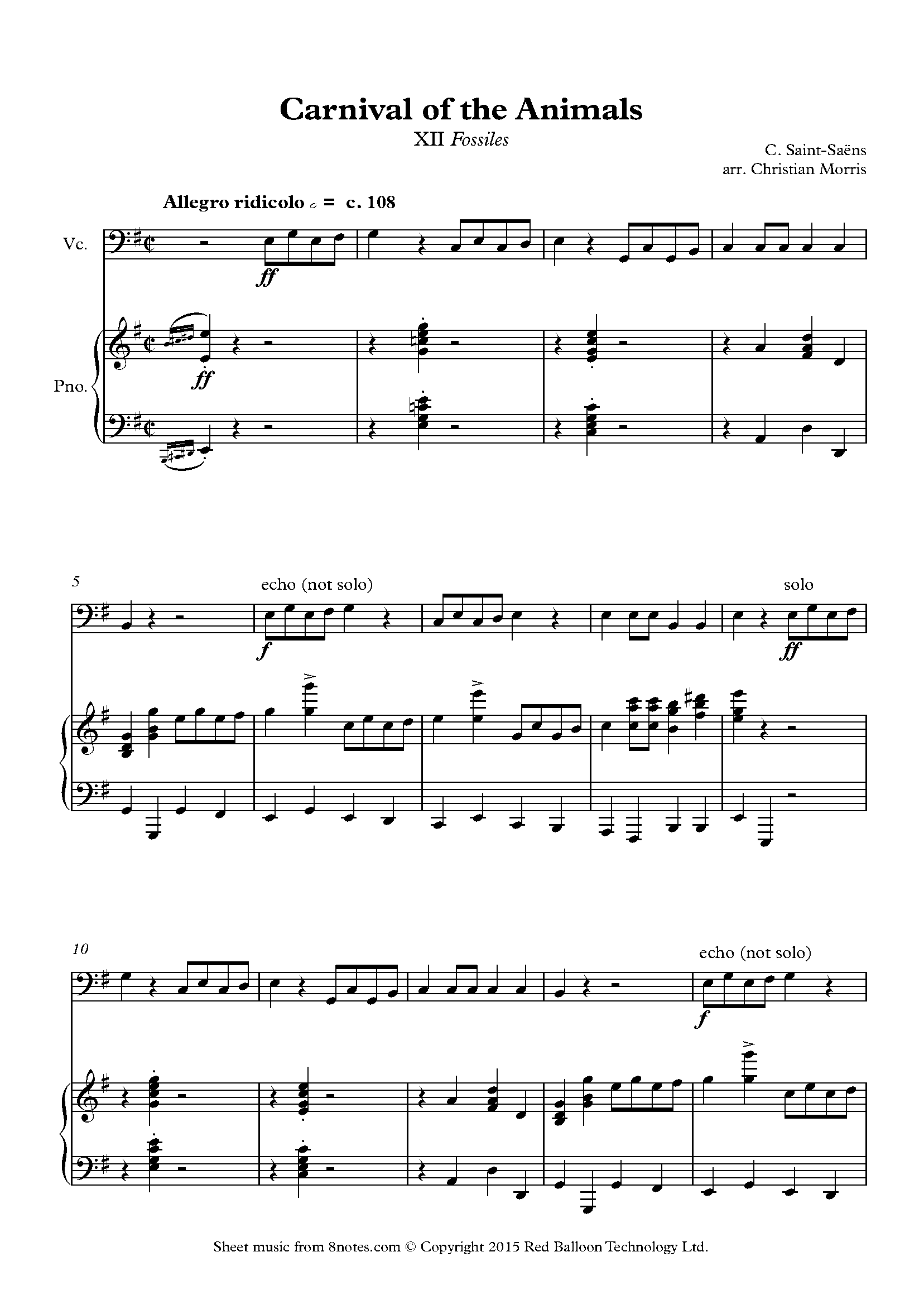 ﻿Saint-Saëns - - XII Fossiles from Carnival of the Animals Sheet music ...