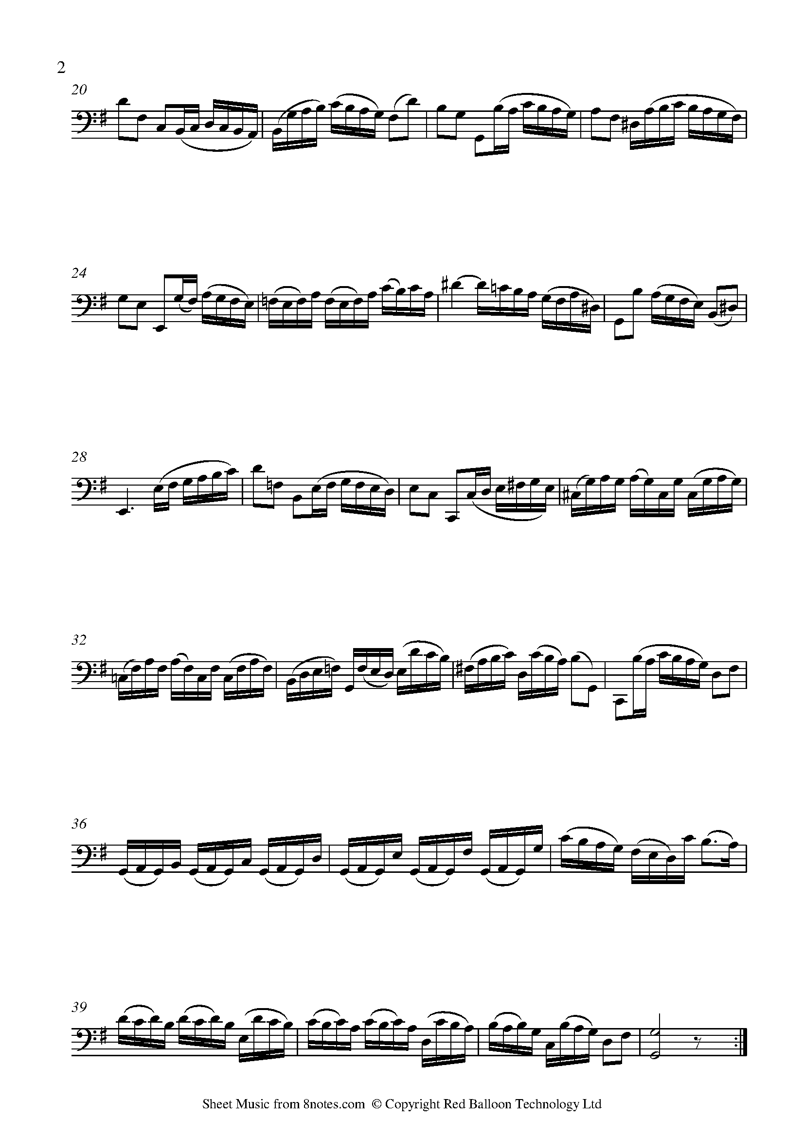 Bach - Courante from Cello Suite no.1 Sheet music for Cello - 8notes.com